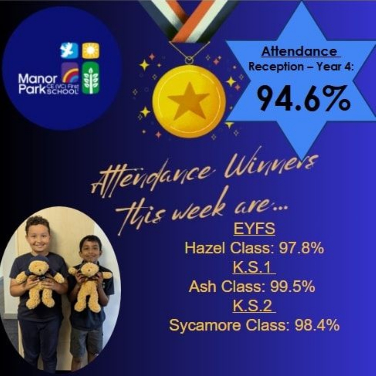 Attendance Winners - Manor Park CE First School